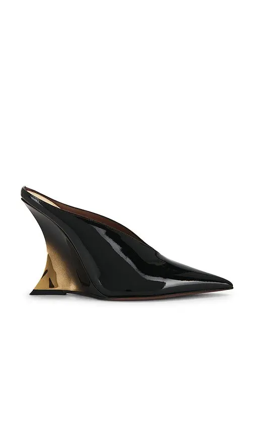 Paris Texas Nina Patent Leather Sculptural Wedge Mules