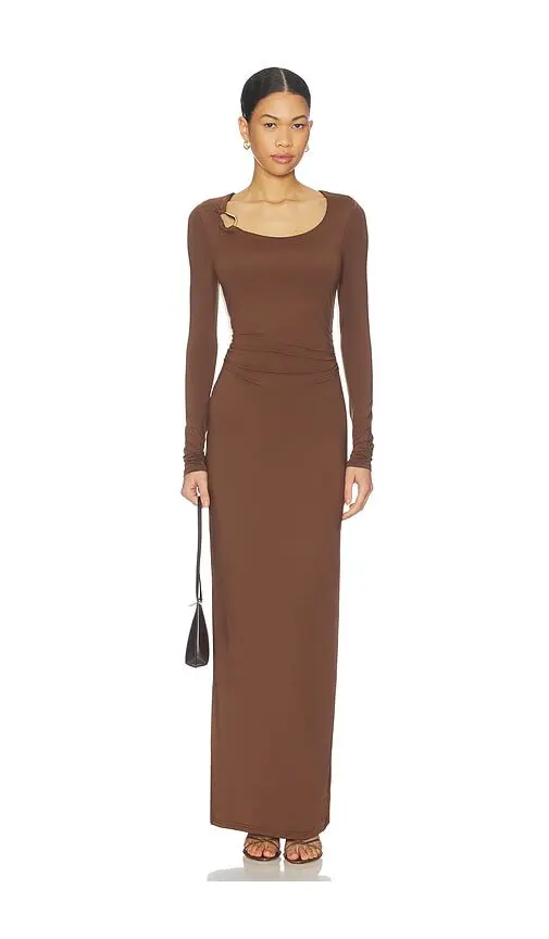 SNDYS. Ashley Scoop Neck Maxi Dress - Brown