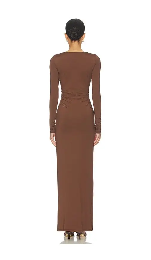 SNDYS. Ashley Scoop Neck Maxi Dress - Brown