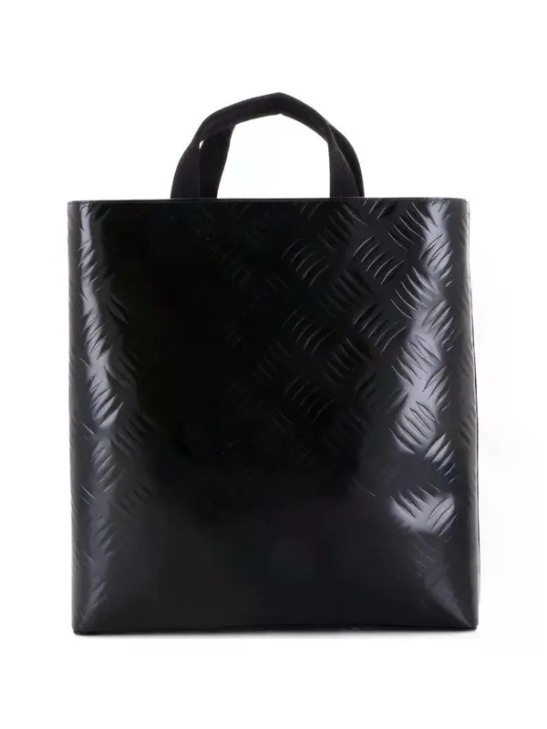 Prada Vertical Shopper Diamond Embossed Spazzolato Leather Medium Tote Bag