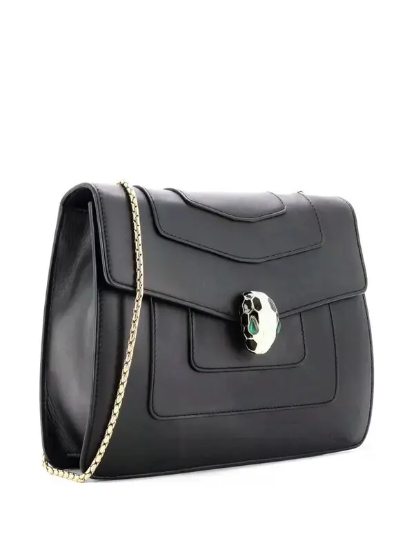 BVLGARI Serpenti Forever Square Leather Shoulder Bag - Black