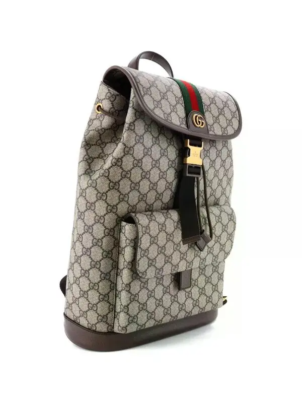 Gucci Ophidia Buckle Gg Coated Canvas Small Backpack - Brown  display picture 1