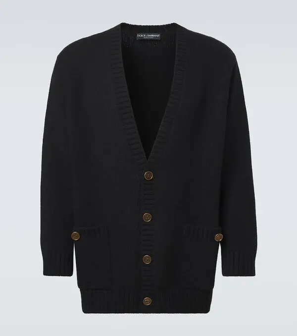 Dolce & Gabbana Dg Wool-blend Cardigan - Black