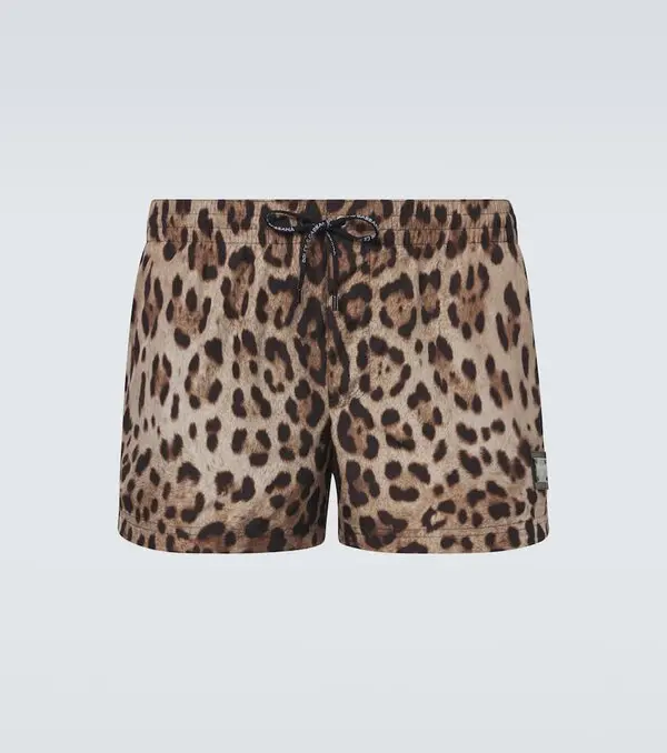 Dolce & Gabbana Leopard-print Swim Trunks - Brown