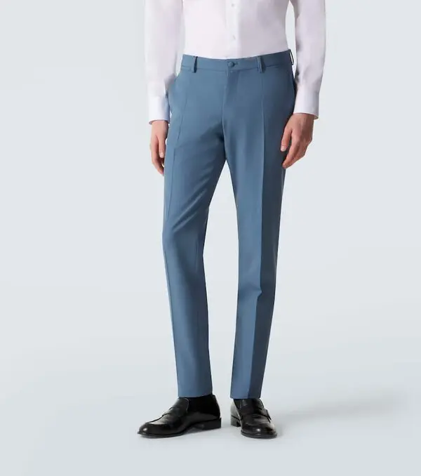 Dolce & Gabbana Virgin Wool Straight Trousers - Blue