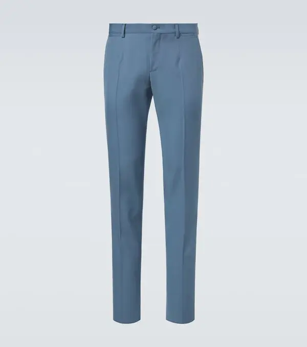 Dolce & Gabbana Virgin Wool Straight Trousers - Blue