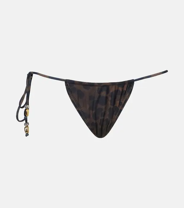 SAME Beaded Printed Bikini Bottom - Brown