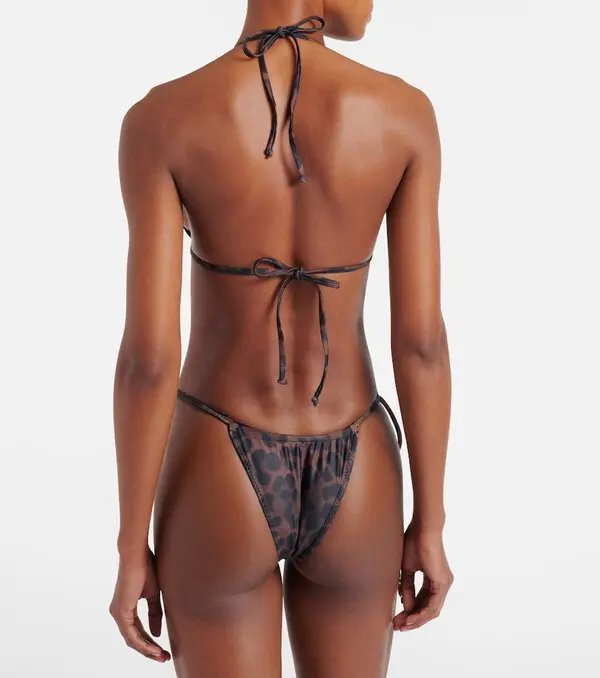SAME Beaded Printed Bikini Bottom - Brown