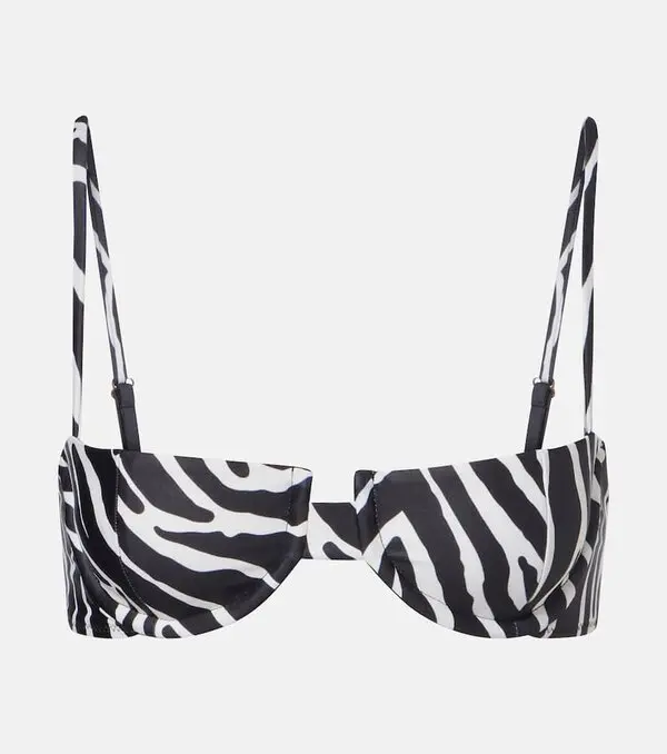 SAME Zebra-print Bikini Top - Black