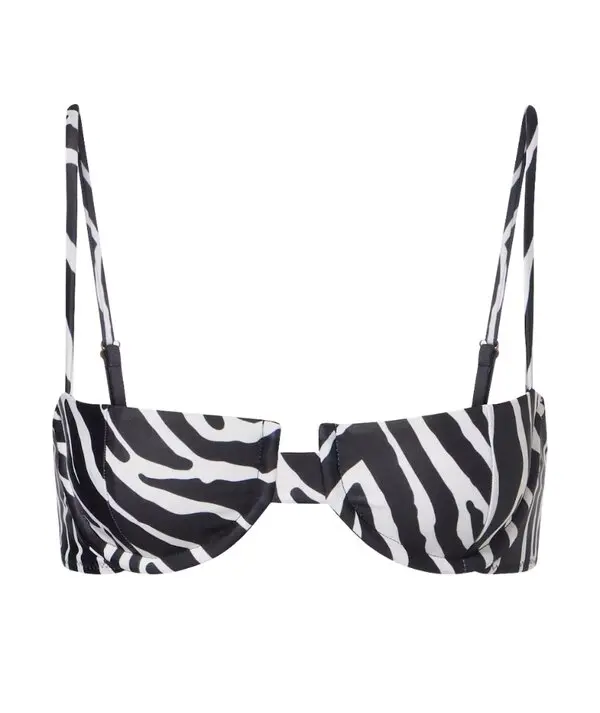 SAME Zebra-print Bikini Top - Black