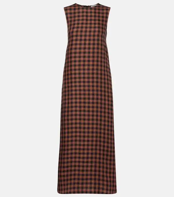 Asceno Tallin Gingham Linen Maxi Dress