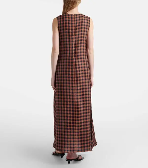 Asceno Tallin Gingham Linen Maxi Dress