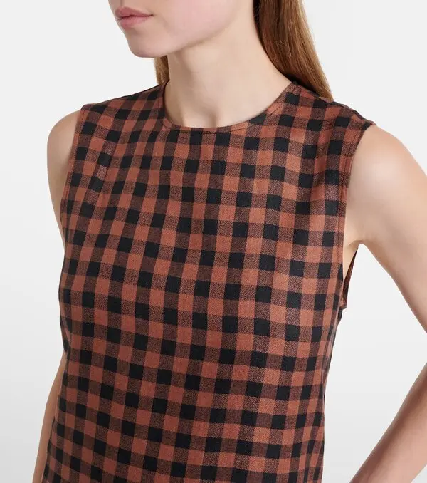 Asceno Tallin Gingham Linen Maxi Dress