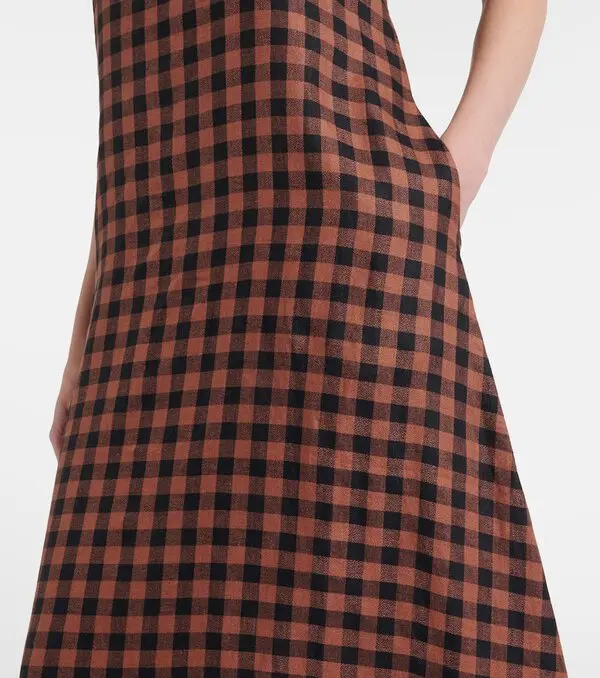 Asceno Tallin Gingham Linen Maxi Dress