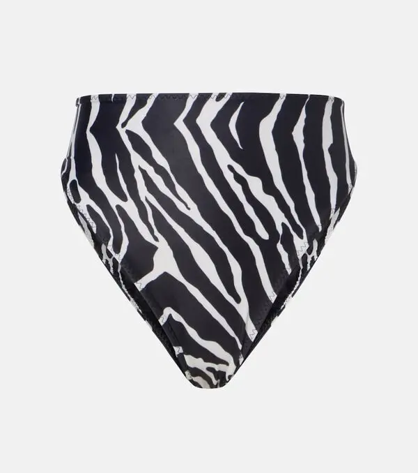 SAME Zebra-print High-rise Bikini Bottoms - Black