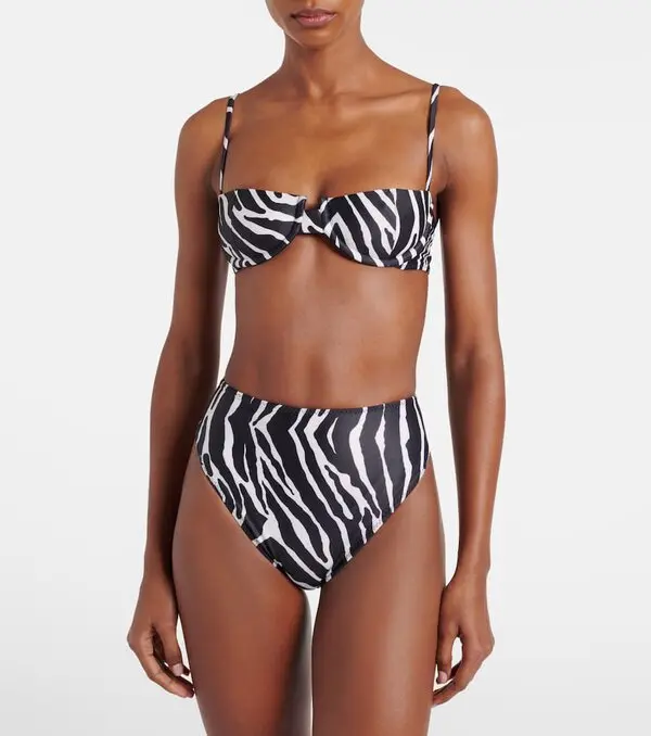SAME Zebra-print High-rise Bikini Bottoms