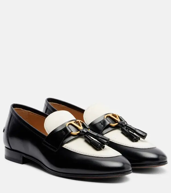 Valentino Garavani Vlogo Leather Loafers - Black