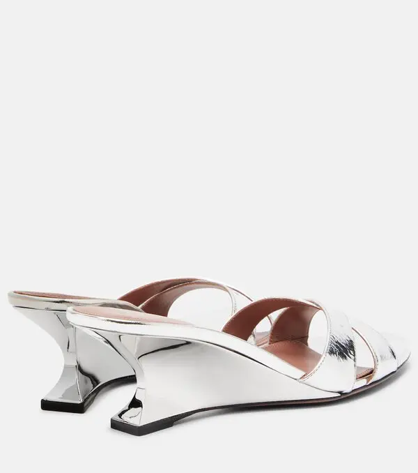 Paris Texas Nina 50 Metallic Leather Wedges - Silver