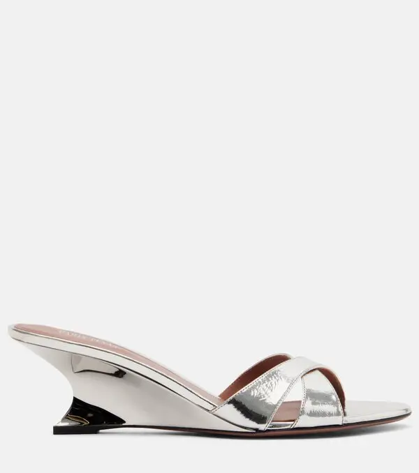 Paris Texas Nina 50 Metallic Leather Wedges - Silver