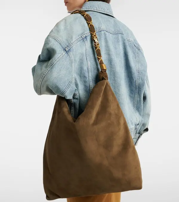 Saint Laurent Amalia Suede Shopper - Brown