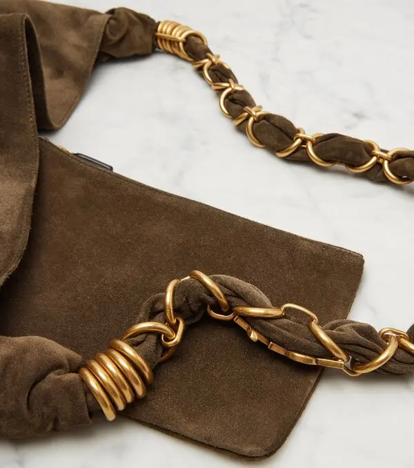 Saint Laurent Amalia Suede Shopper - Brown
