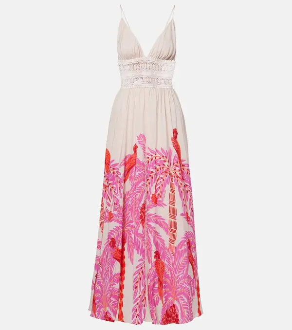 Poupette St Barth Havana Crochet-trimmed Floral Maxi Dress - Pink