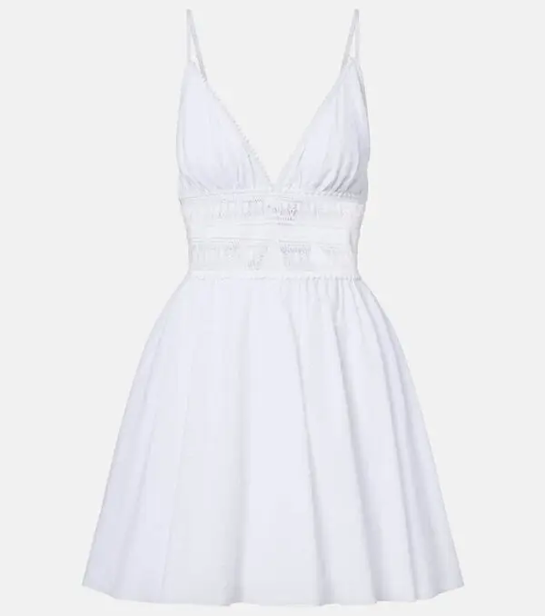 Poupette St Barth Emilie Bow-detail Cotton Minidress - White