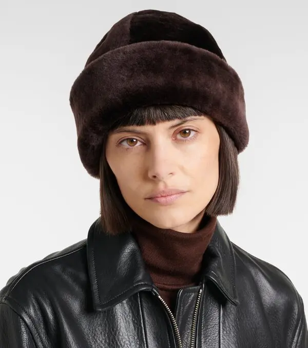 Nour Hammour Shearling Hat - Brown