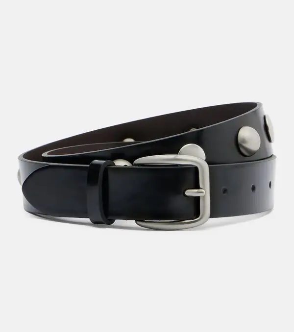 Nour Hammour Studded Leather Belt - Black