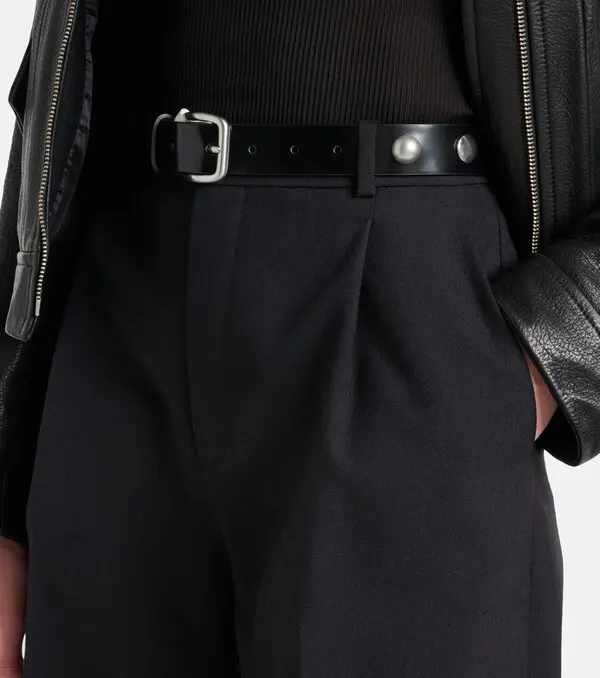 Nour Hammour Studded Leather Belt - Black