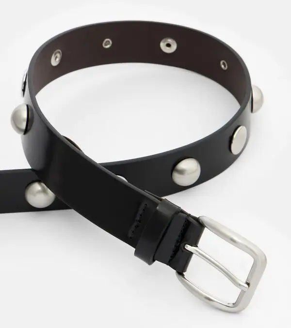 Nour Hammour Studded Leather Belt - Black