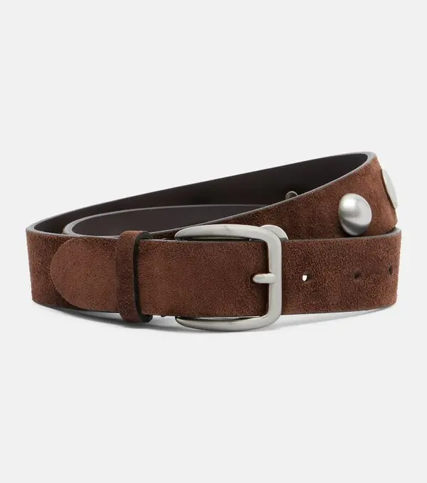 Nour Hammour Studded Suede Belt - Brown