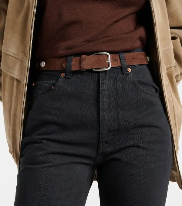 Nour Hammour Studded Suede Belt - Brown