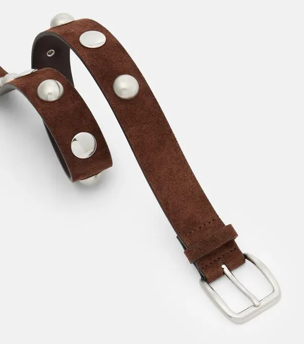 Nour Hammour Studded Suede Belt - Brown