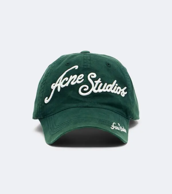 Acne Studios Logo Denim Baseball Cap - Green