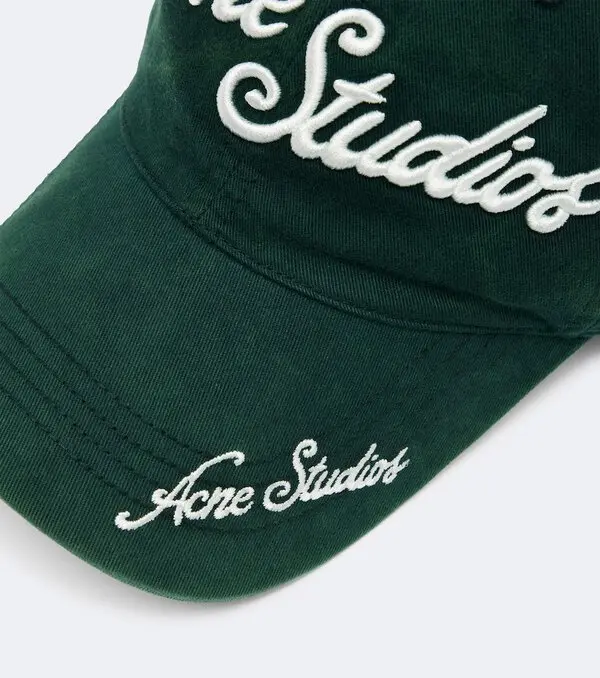 Acne Studios Logo Denim Baseball Cap - Green