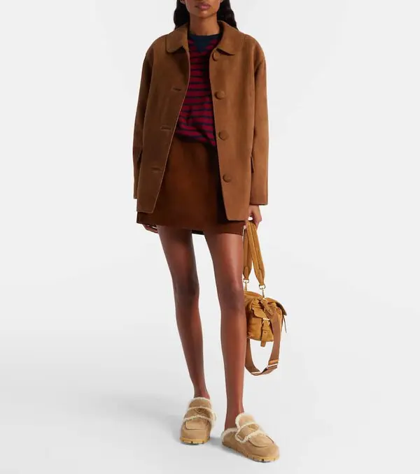 Prada Suede Button Jacket - Brown