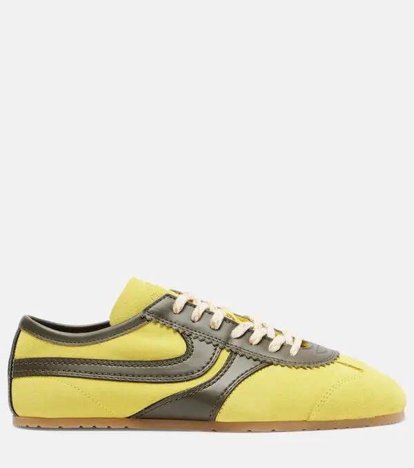 Dries Van Noten Leather-trimmed Suede Sneakers - Yellow