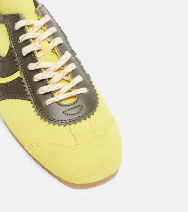 Dries Van Noten Leather-trimmed Suede Sneakers - Yellow