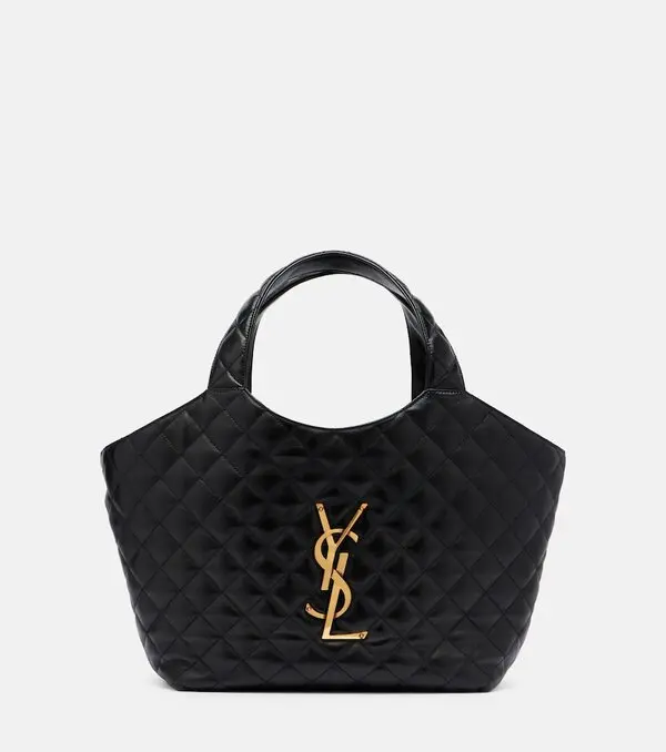 Saint Laurent Icare Medium Quilted Leather Shopper - Black