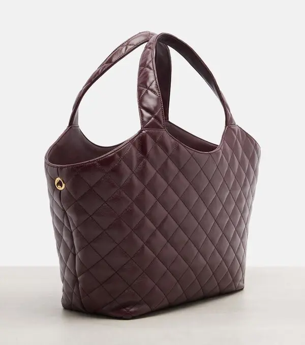 Saint Laurent Icare Medium Quilted Leather Tote - Burgundy