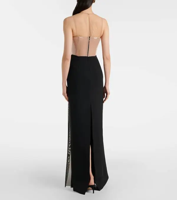 David Koma Sequined Paneled Bustier Gown