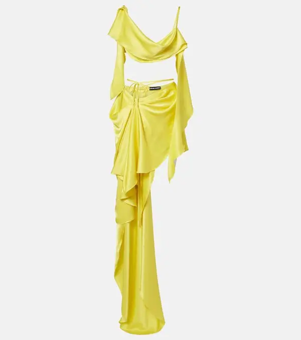 David Koma Draped Satin Top And Skirt Set