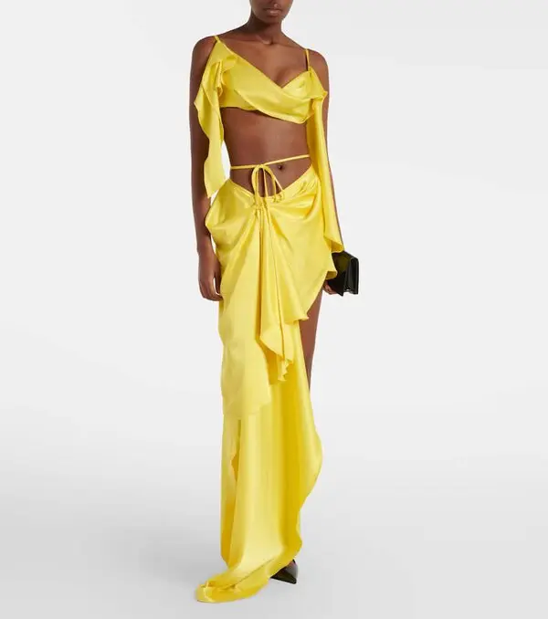 David Koma Draped Satin Top And Skirt Set