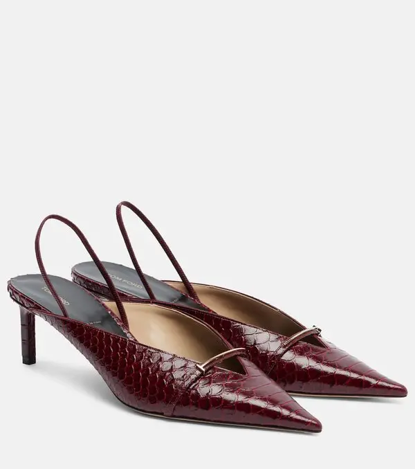 TOM FORD Croc-effect Leather Slingback Pumps