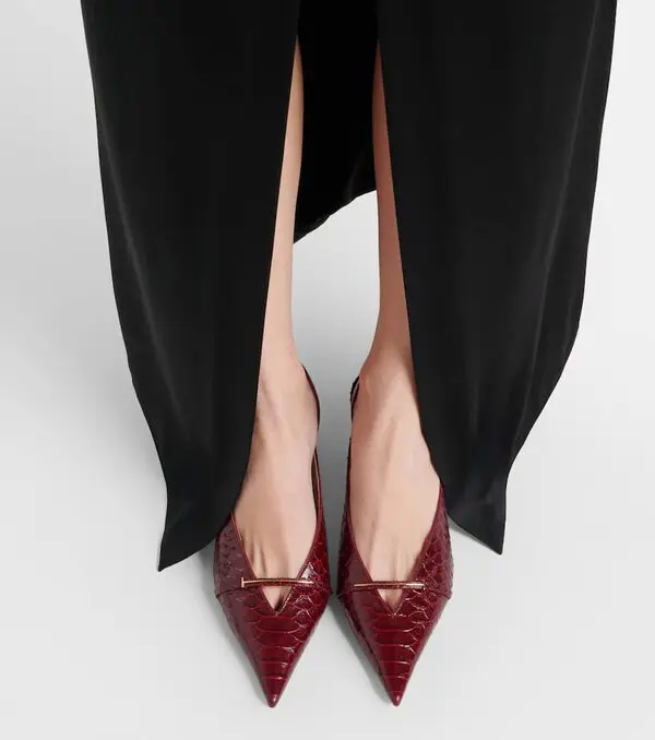 TOM FORD Croc-effect Leather Slingback Pumps