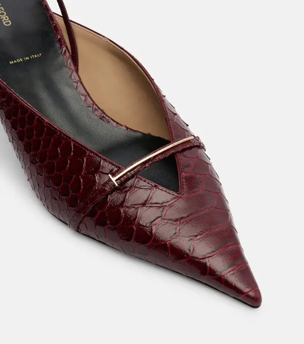 TOM FORD Croc-effect Leather Slingback Pumps