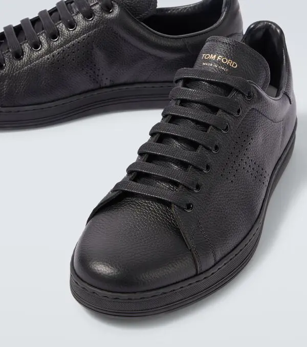 TOM FORD Warwick Perforated Leather Lace-up Sneakers - Black