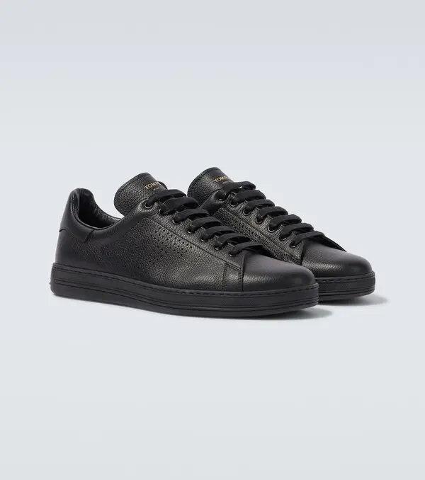 TOM FORD Warwick Perforated Leather Lace-up Sneakers - Black