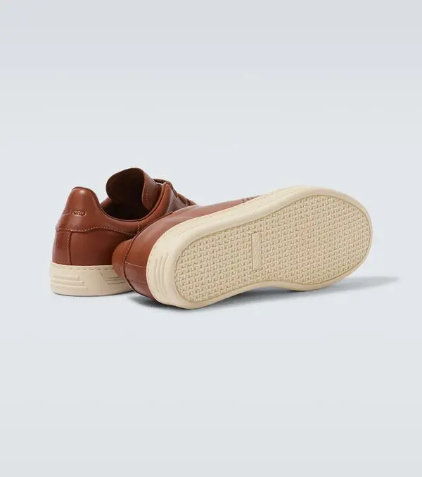 TOM FORD Warwick Perforated Leather Sneakers - Brown